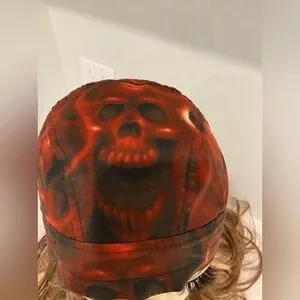 Source Unknown | Accessories | Skull Cap Red Skulls Doo Rag Motorcycle ...